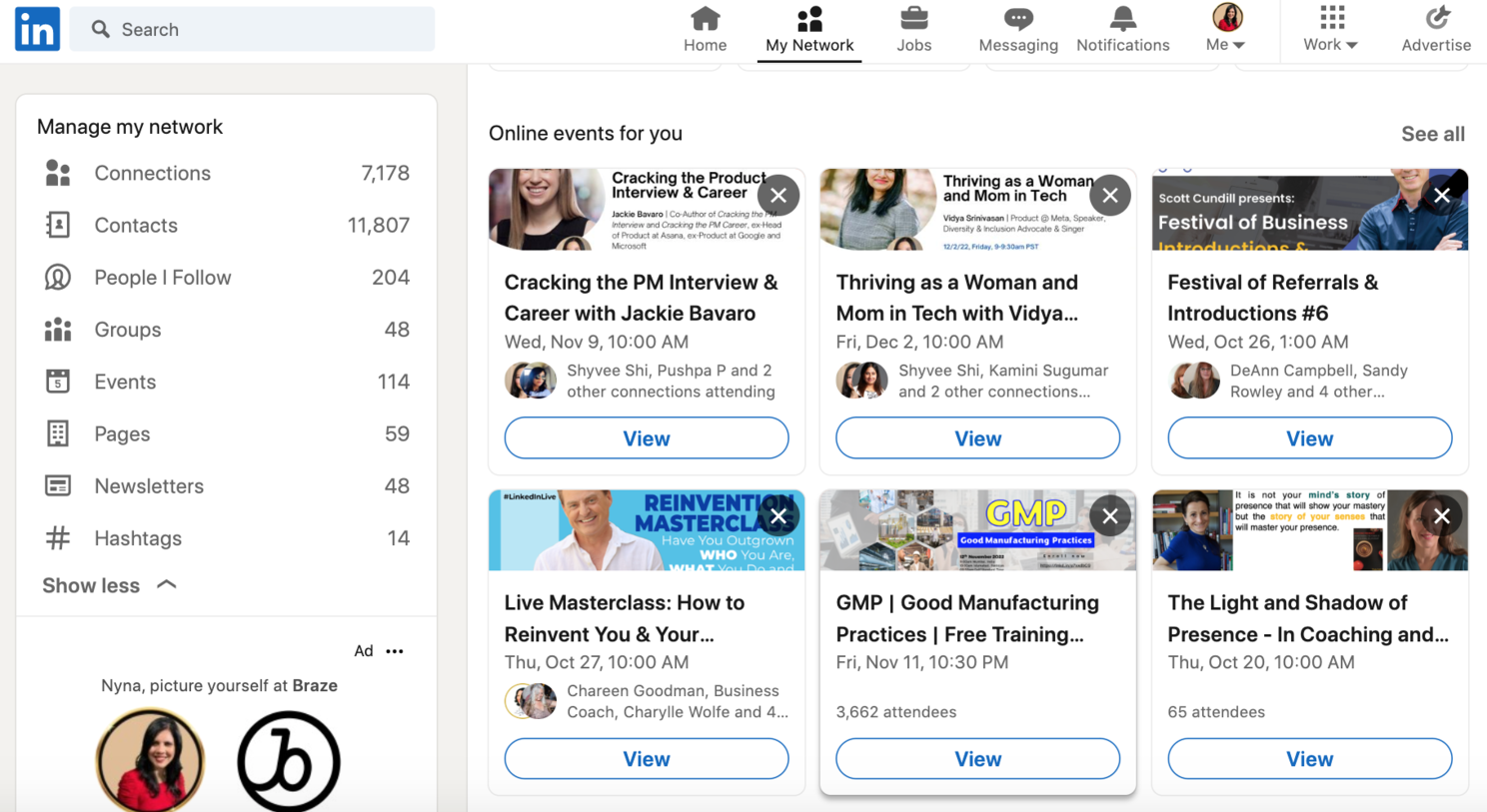 Navigating LinkedIn Event Pages